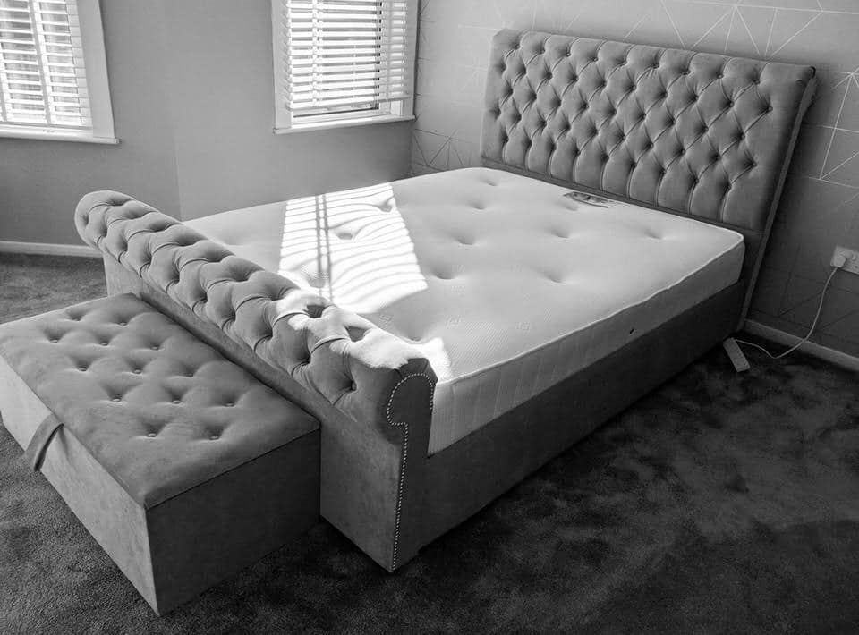 Marylebone Plush Velvet Sleigh Bed Frame